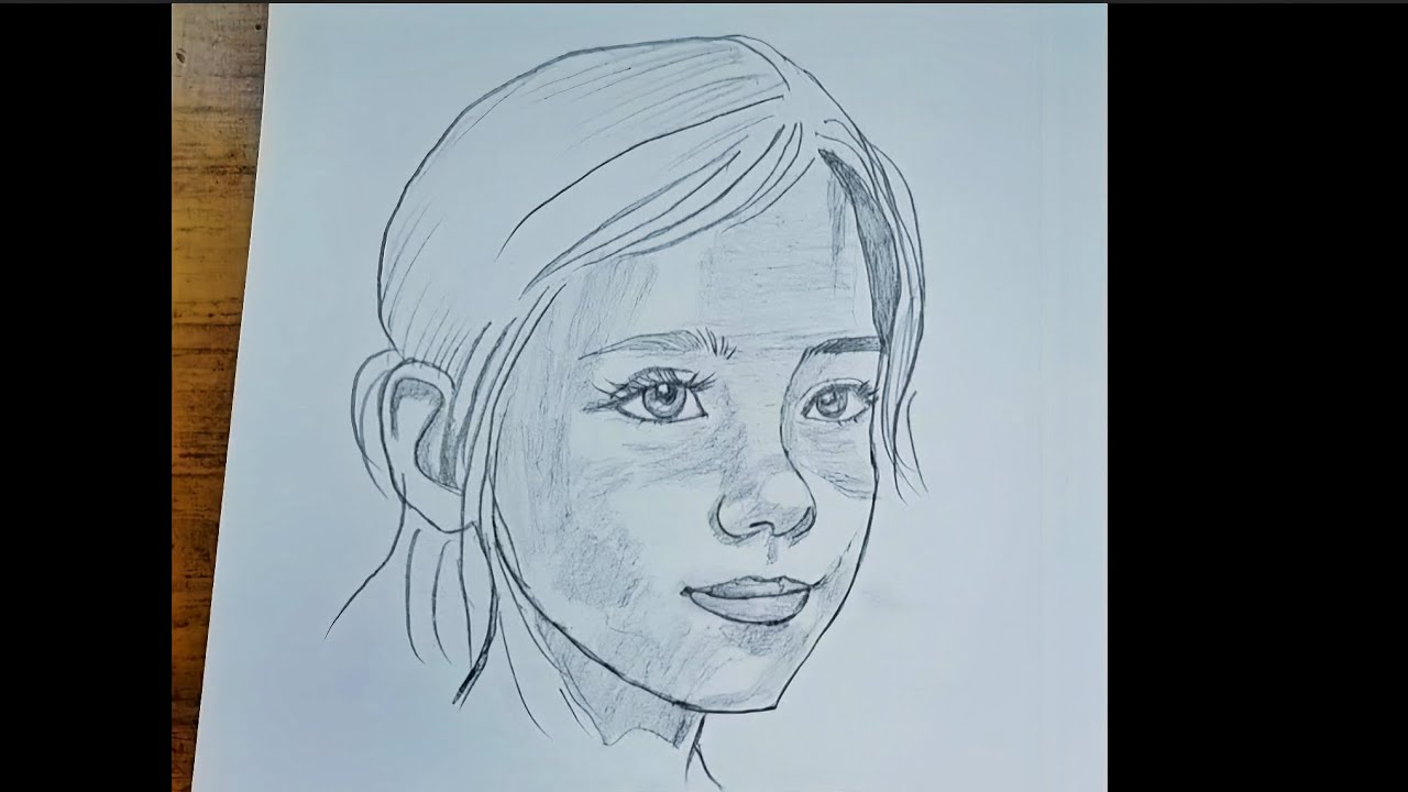 Step-by-Step Sketch Portrait of a Girl Using Only One Pencil ...