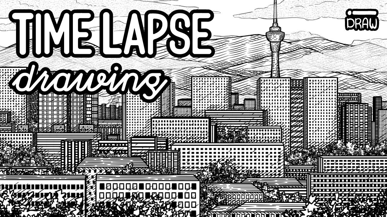 Digital Drawing - City Scenery | Time Lapse Illustration | Dot Line ...