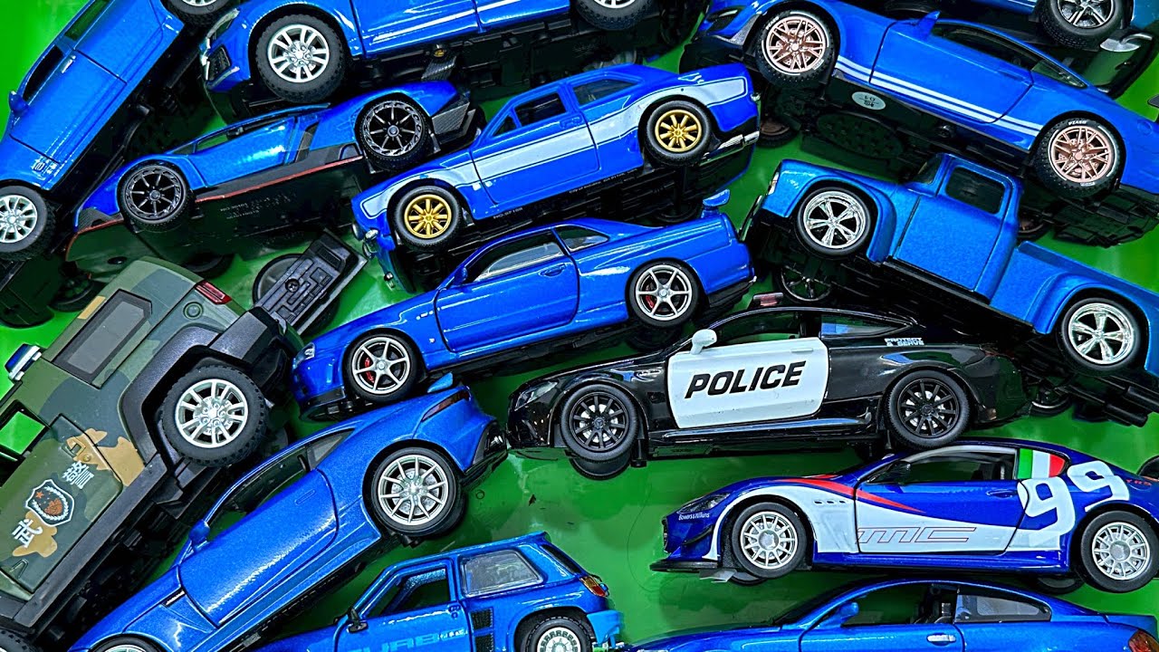 Various Blue And Other Vehicles From The Box - YouTube