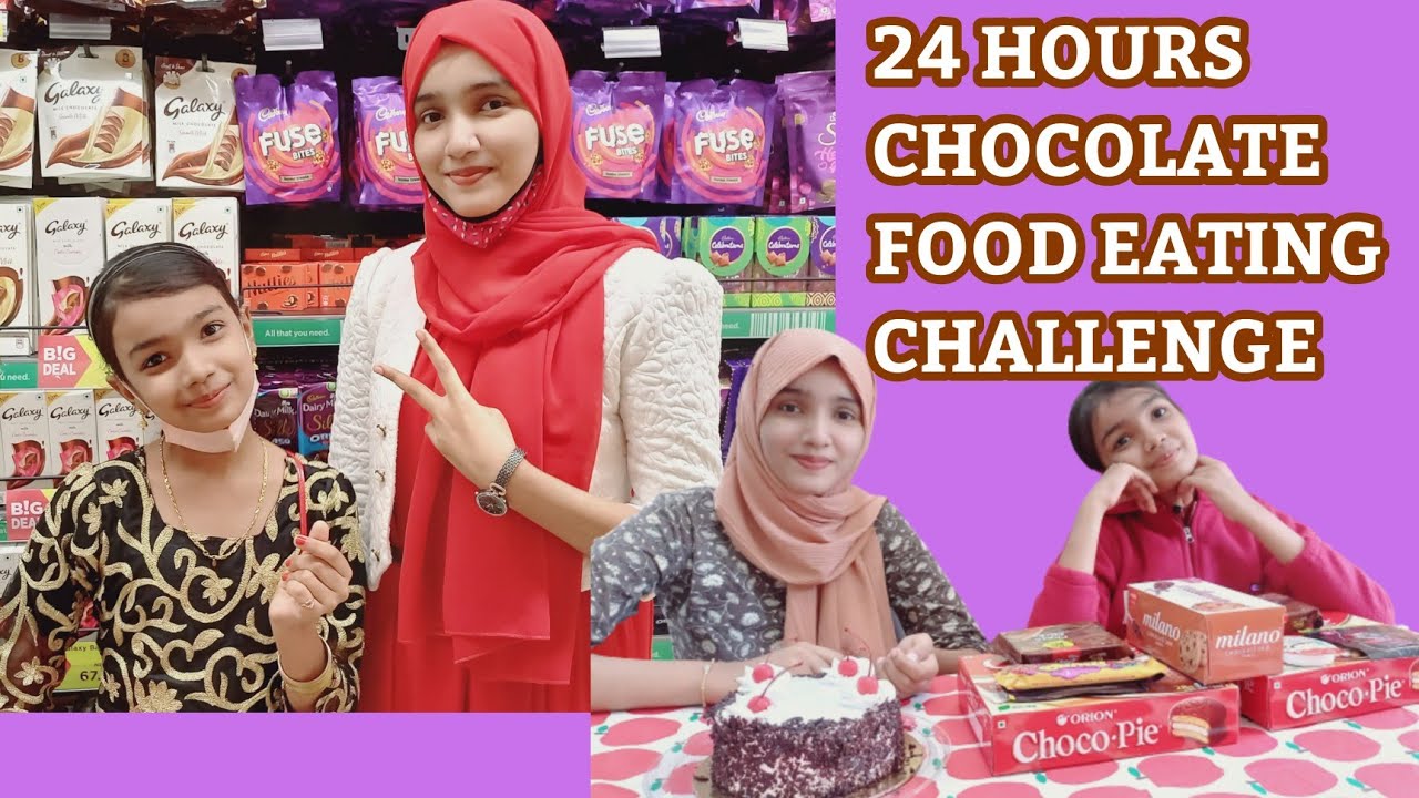 24 HOURS CHOCOLATE🍫FOOD EATING CHALLENGE|ONE DAY ONE COLOUR FOOD ...