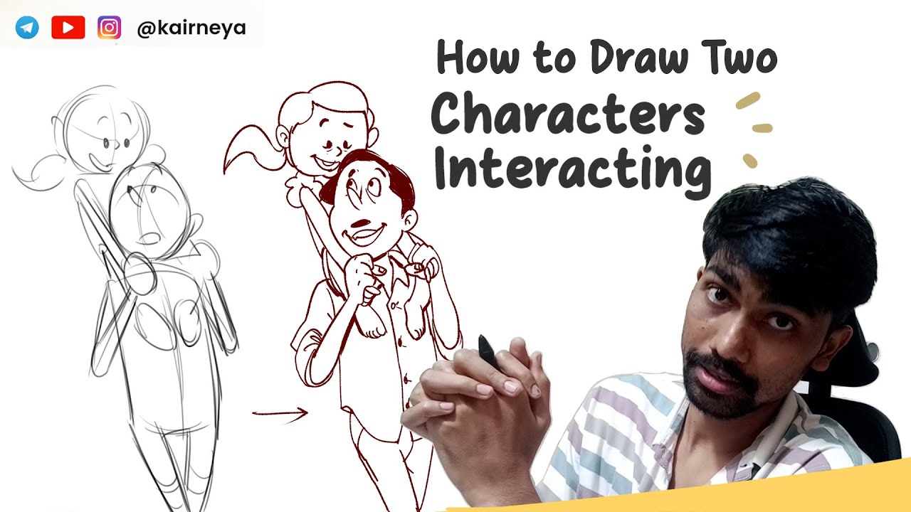How to Draw 2 Characters Interacting Together | CEED | NID - YouTube