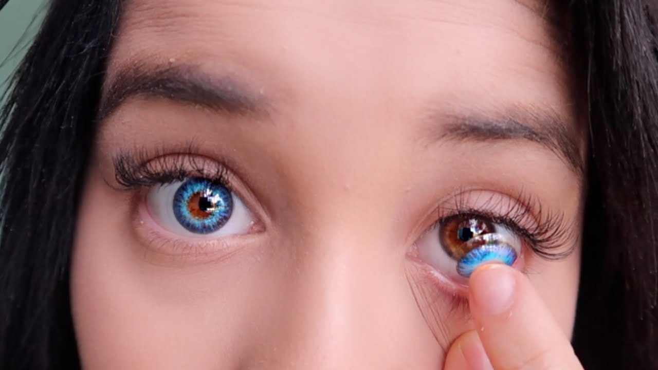 trying colored contacts for the FIRST TIME - YouTube