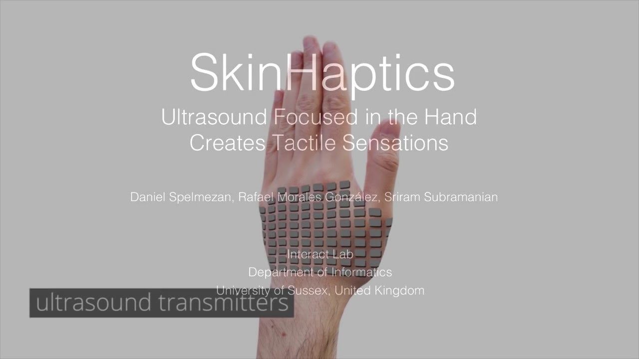 SkinHaptics: Ultrasound Focused in the Hand Creates Tactile Sensations ...