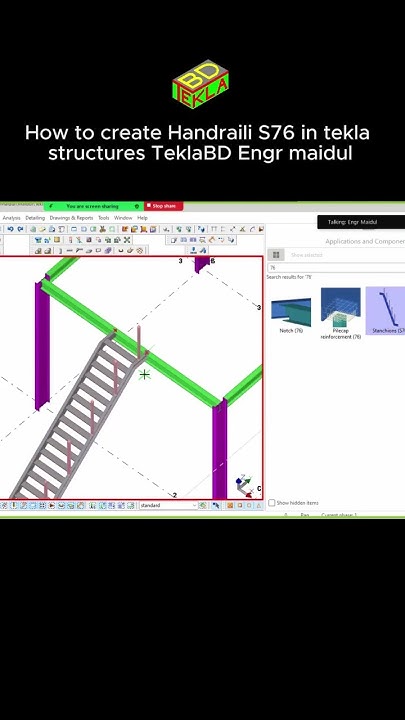 How to create stair handrail.tekla structure #engineering - YouTube
