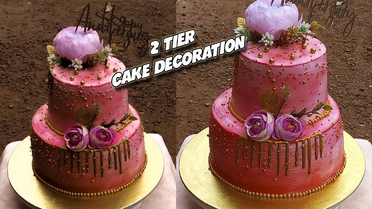 2 KG 2tier cake decorating | cake decoration | - YouTube