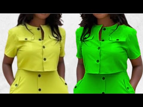How to Draft and Cut a FRONT BUTTON CROP TOP / Sew a Front Button Crop ...
