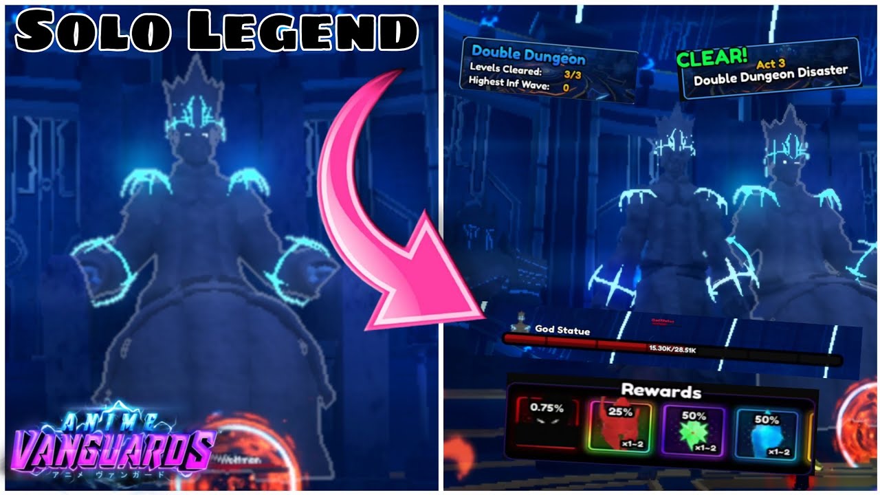 How To Beat God Statue In Double Dungeon Legend Stage 3 | Anime ...