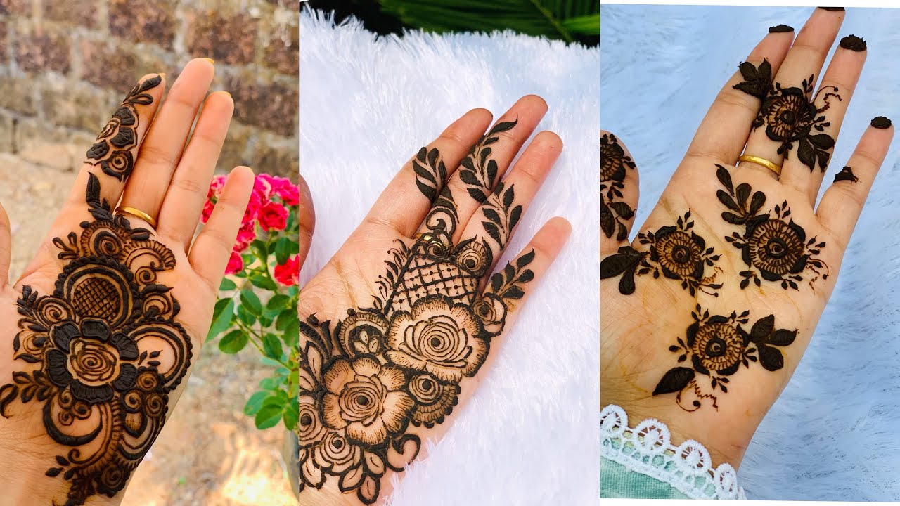 Top 3 stylish mehndi design front hand|easy mehndi designs|mehndi ...