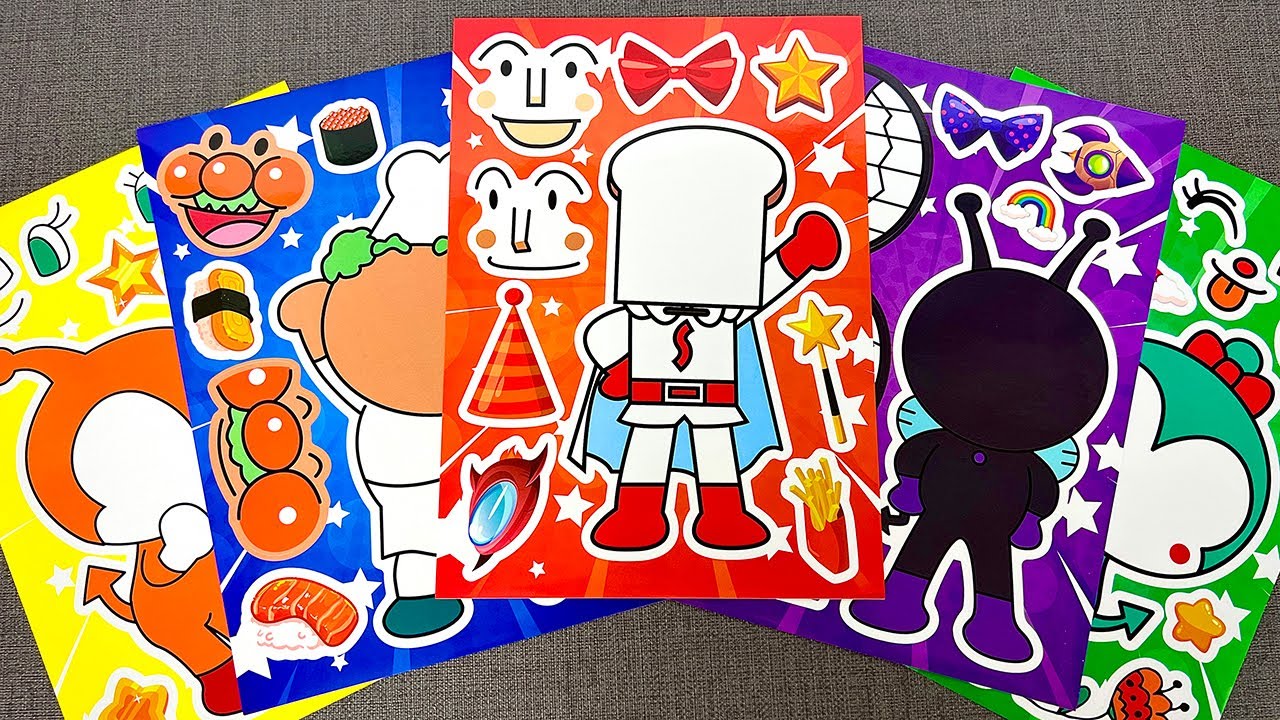 [👑paper diy👑] Anpanman Make a Face Stickers! DIY Sticker Activity with ...