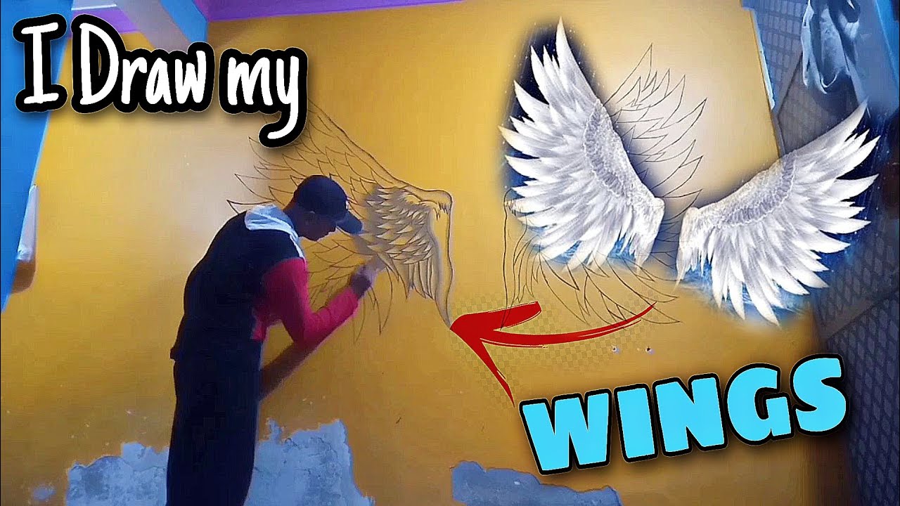 Angel Wings 😇 | i draw my wings on wall | #angelwings #art #drawing ...