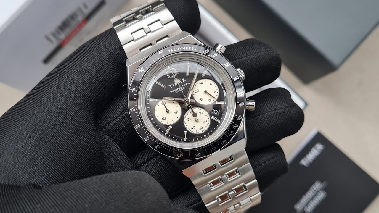 Review Timex Q Chronograph Reverse Panda Dial Quartz - YouTube