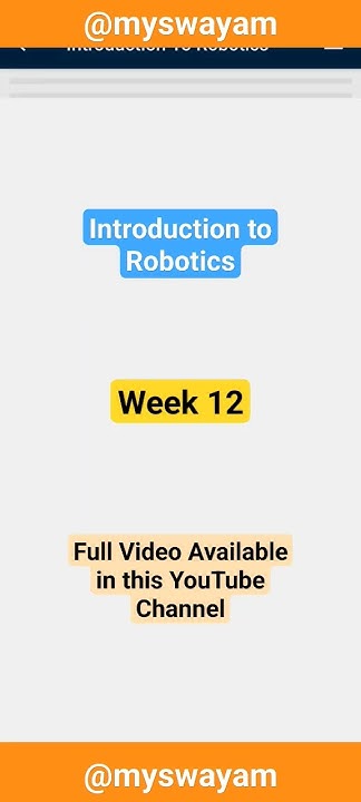 Week 12 Introduction To Robotics Nptel Assignment Solved Swayam Education Shorts Youtube