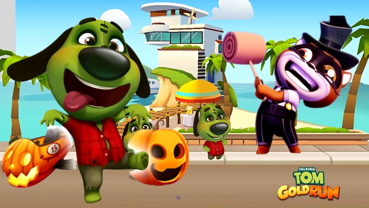 TALKING TOM GOLD RUN - ZOMBIE BEN vs RACCOON BEN BOTH ENJOY AND ...