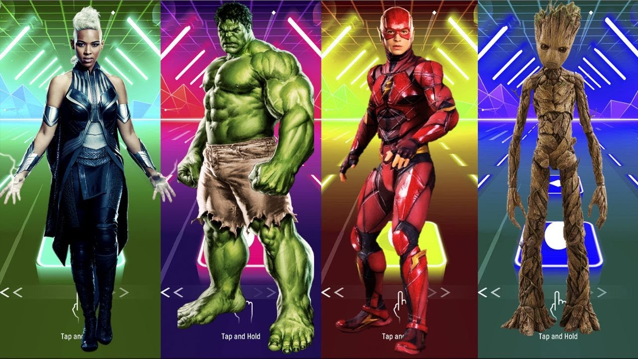 Epic Showdown: Storm vs Hulk vs Flash vs Groot Tiles Hop EDM Rush ...
