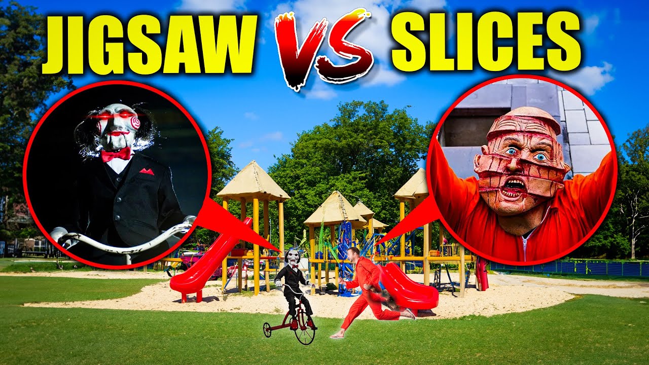 DRONE CATCHES JIGSAW FIGHTING SLICES THE DEMON AT HAUNTED PARK!! (they ...