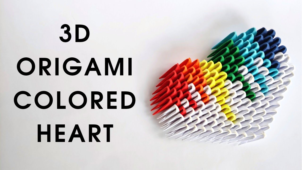 3D ORIGAMI COLORED HEART | How to make a modular origami heart ...