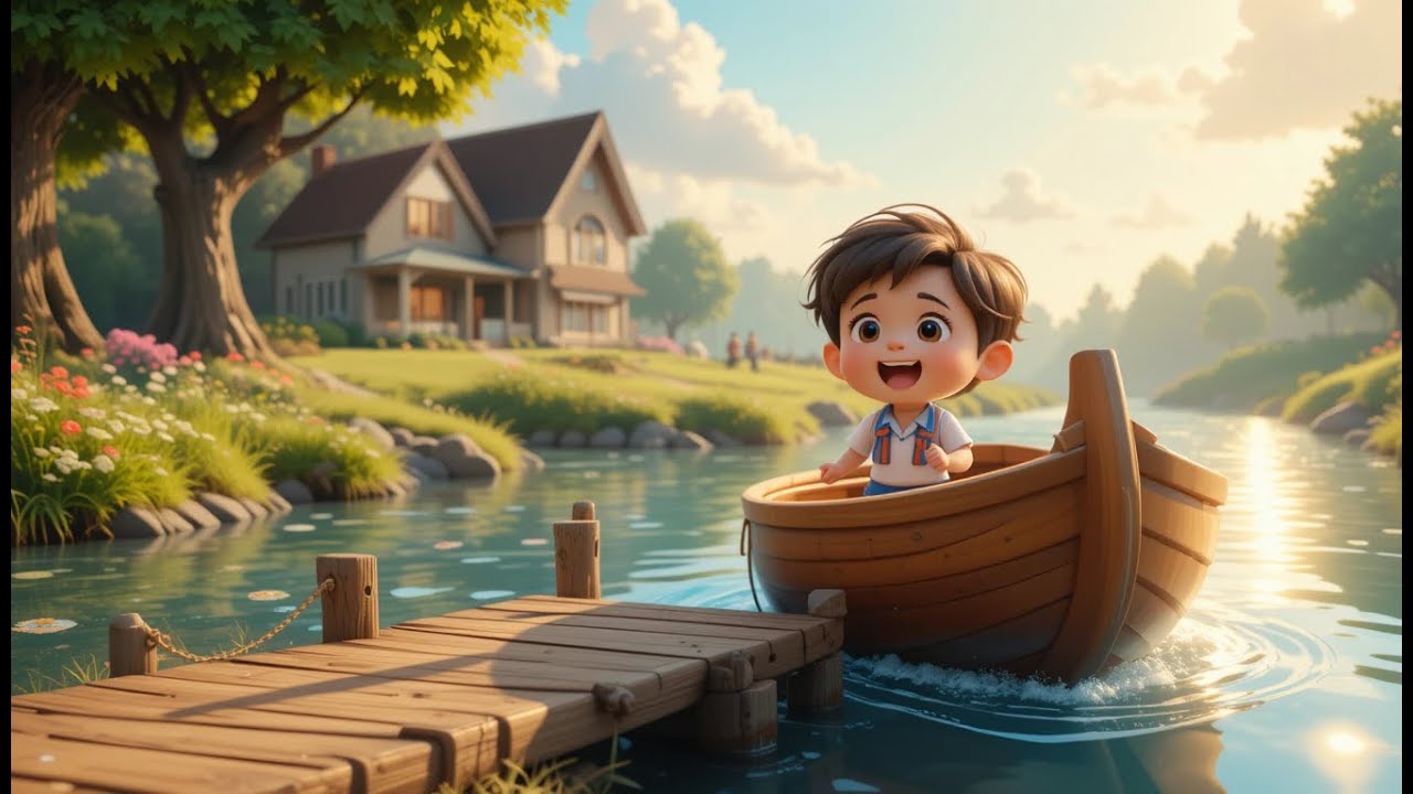 Row Row Row Your Boat 🚣‍♂️🎶 | Gentle Nursery Rhyme for Kids with ...