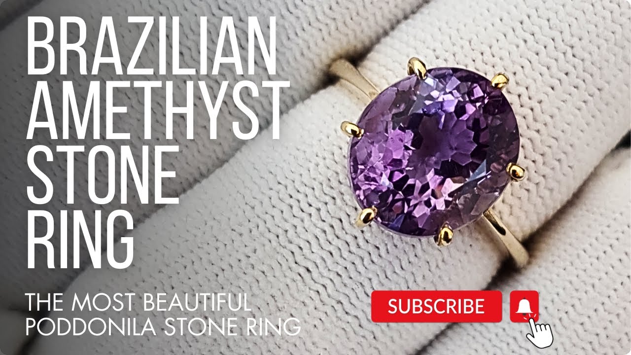 Natural Brazilian Amethyst Stone Ring | Original Poddonila pathar angty ...