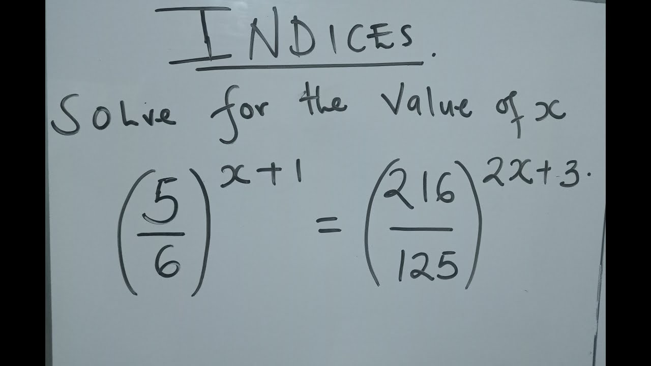 Indices problem solved - YouTube