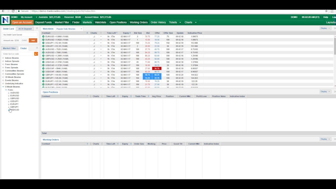 Dex Trader New 5 minute Binary Assets on Nadex - YouTube