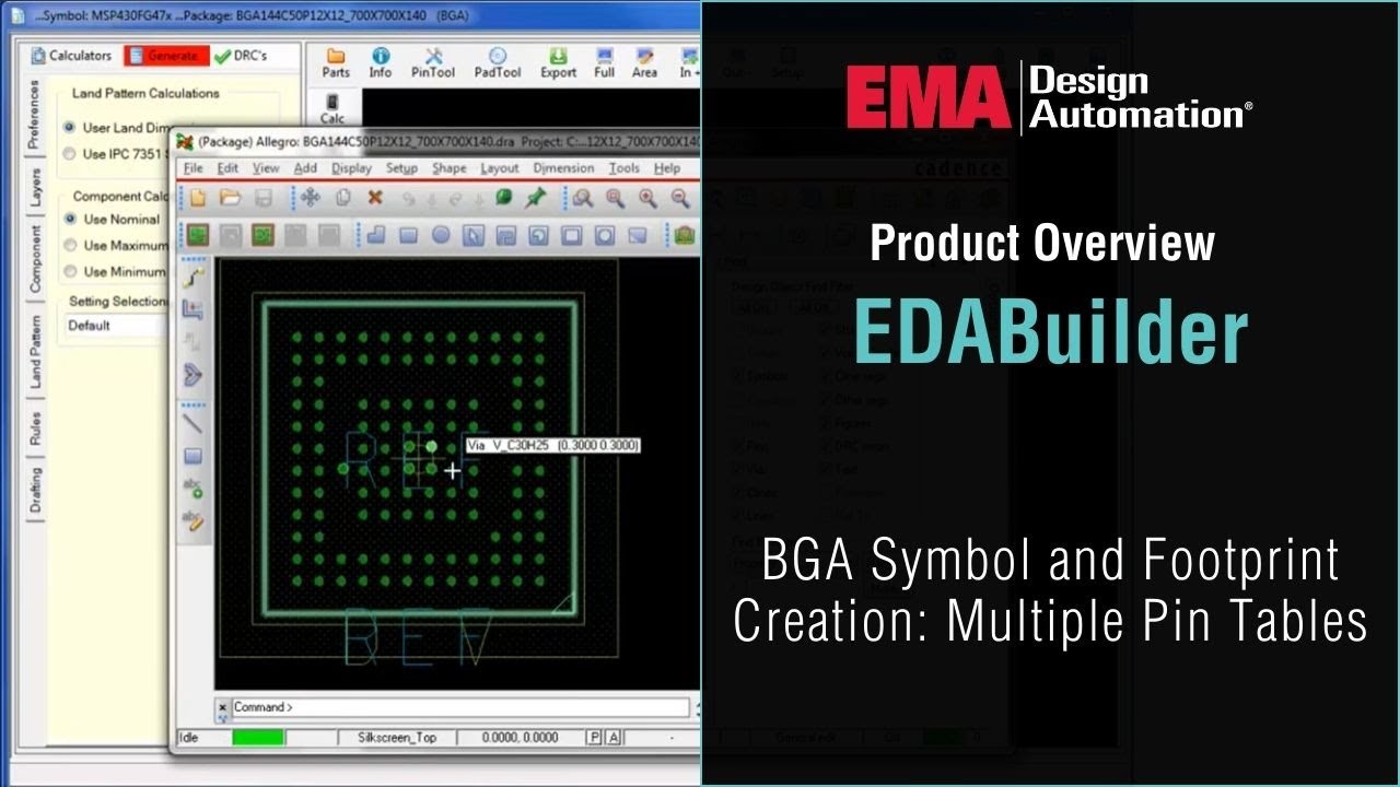 BGA Symbol and Footprint Creation: Multiple Pin Tables - YouTube