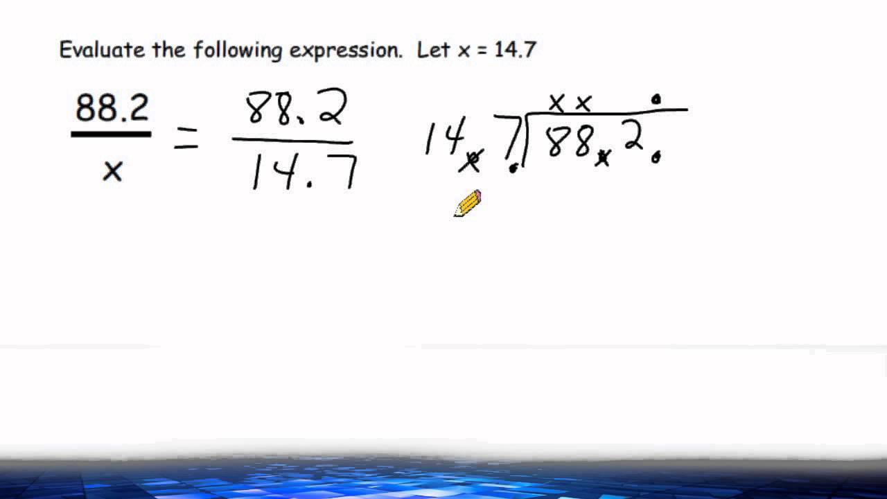 Evaluating Expressions - Decimal Division - YouTube