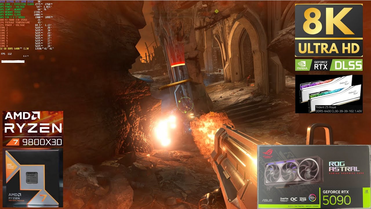 Doom Eternal 8K DLSSQ Gameplay / ASTRAL RTX 5090 / AMD Ryzen 7 9800X3D ...