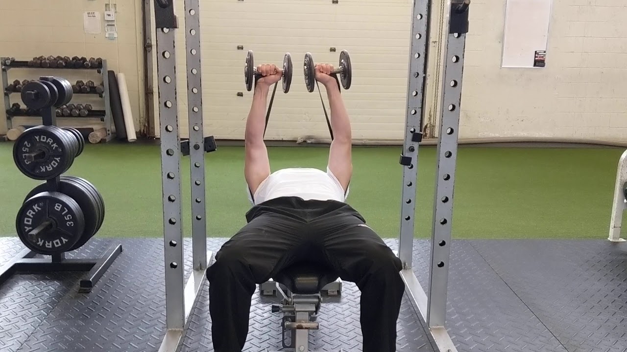 Dumbell Bench Press with Bands Neutral to Pronated Front - YouTube