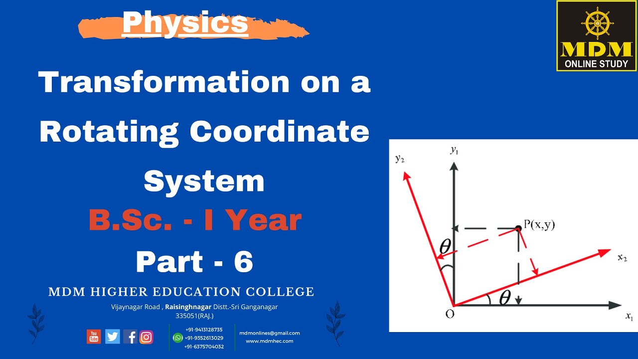 Transformation on a Rotating Coordinate System || B.Sc. 1 st || Part ...