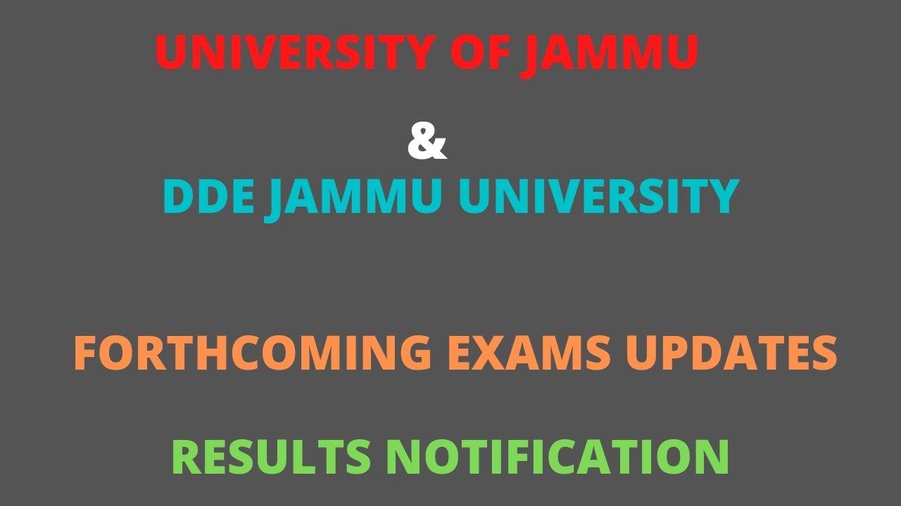 jammu university and DDE JU updates|| Forthcoming exams ||Results ...