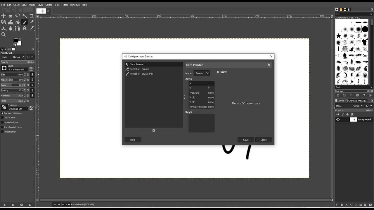 Can't disable core pointer in Gimp - YouTube