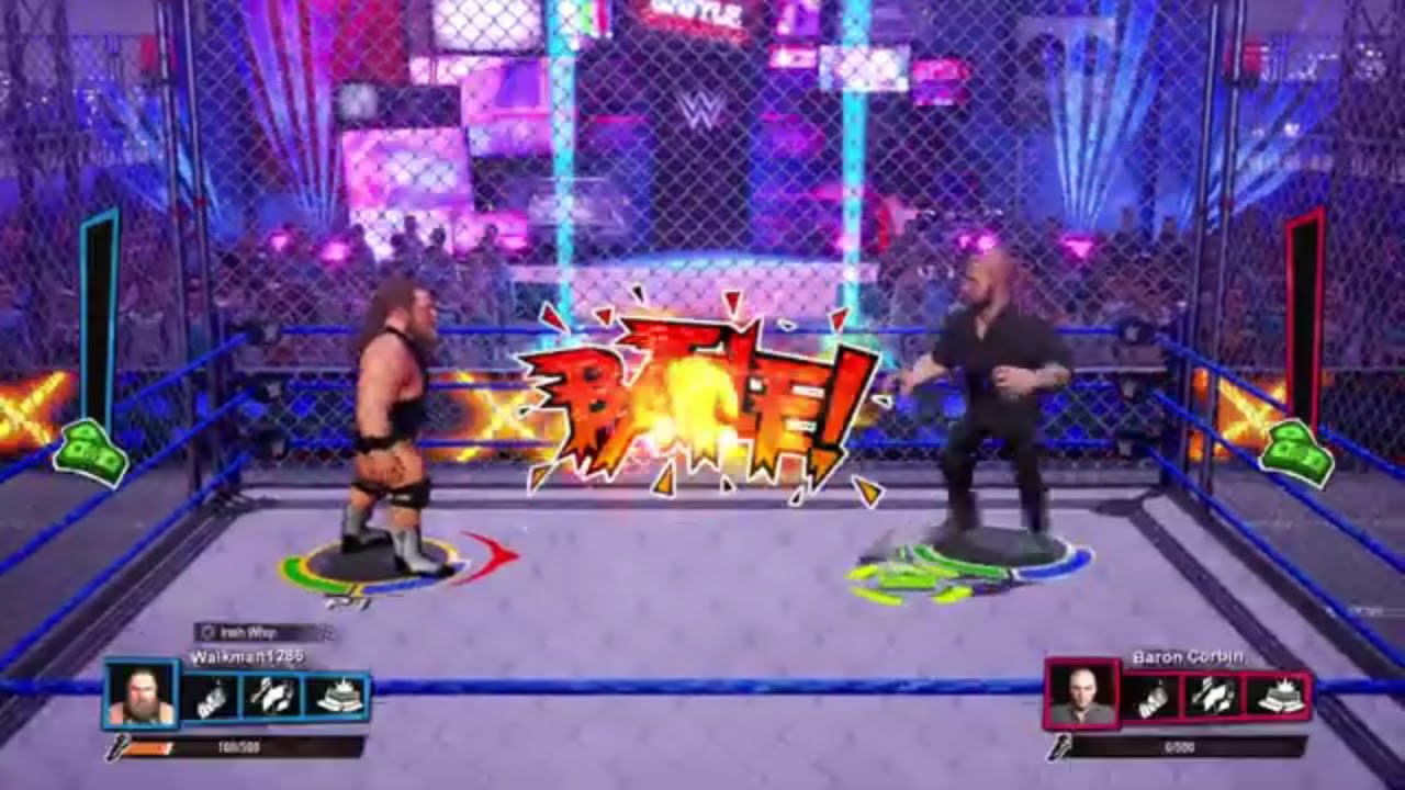 WWE 2K Battlegrounds Otis VS Baron Corbin 1 VS 1 Steel Cage Match - YouTube