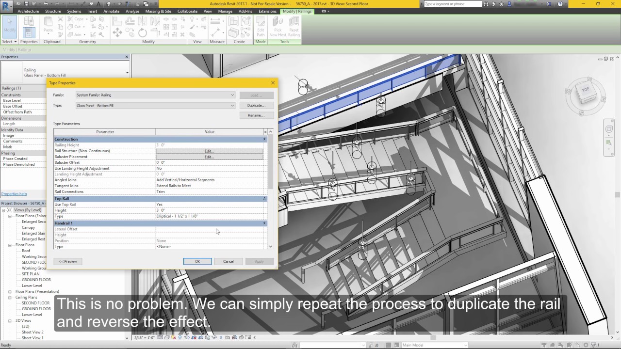 Railing Type UI Usability in Revit 2017 - YouTube