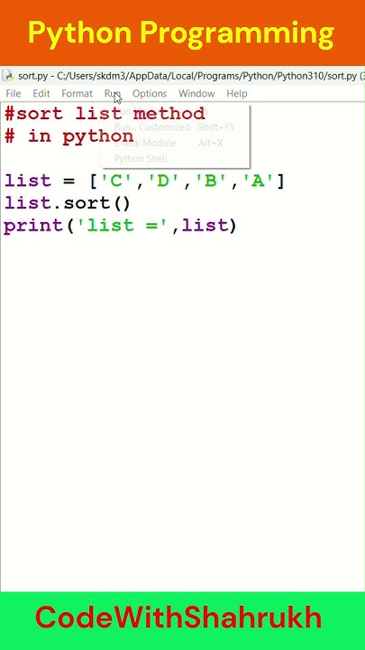 sort list method in python. #shorts #python - YouTube