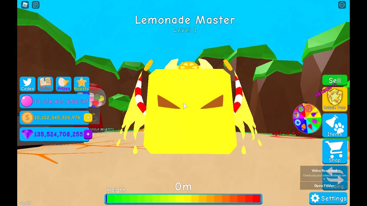 Showcasing Lemonade Master In Bubble Gum Simulator - YouTube