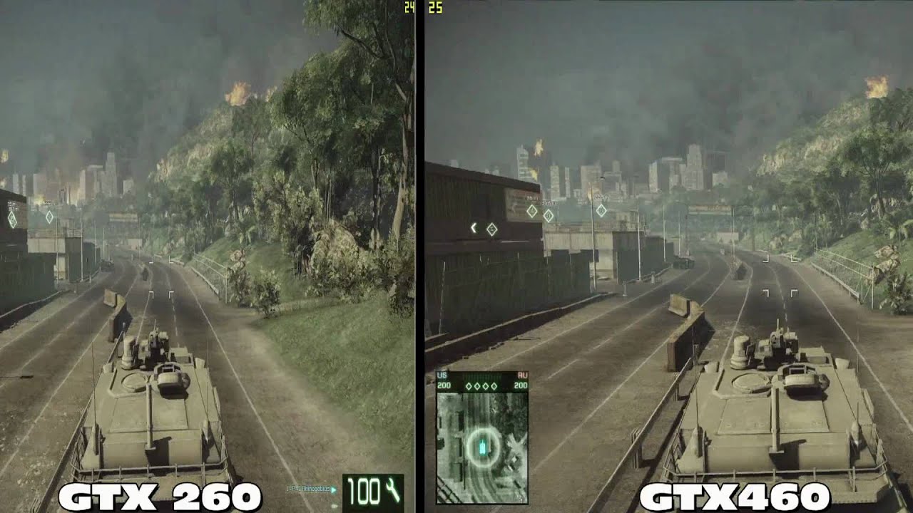 Nvidia GTX 260 v GTX 460 BFBC2 - YouTube