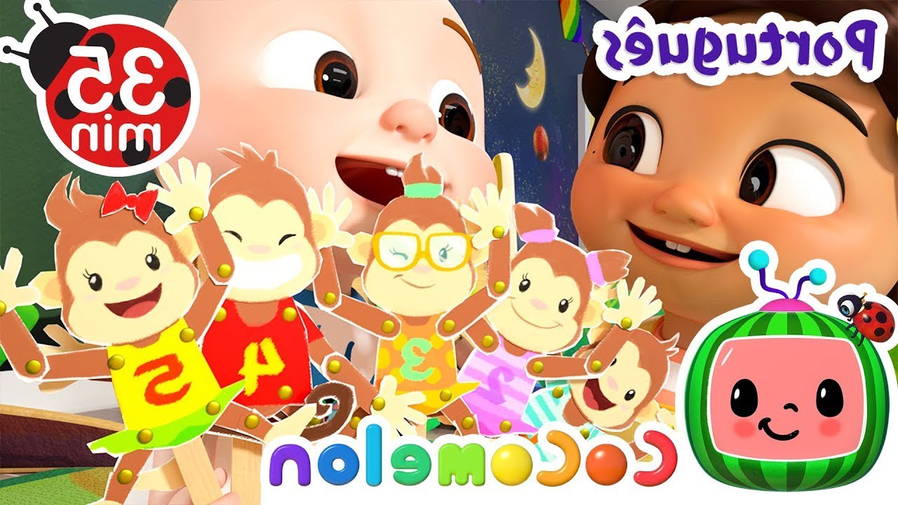 Cinco Macacos Pulando na Caminha! | Melhores Canções | Cocomelon em ...