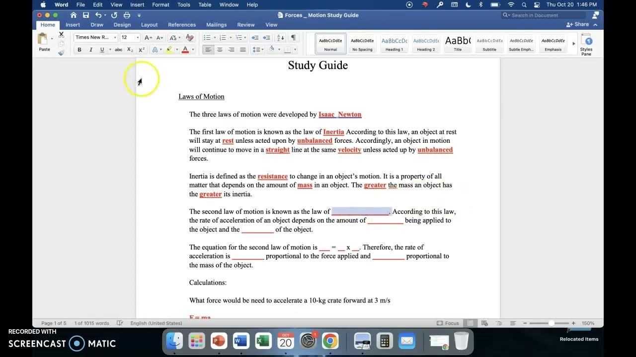 Forces & Motion Study Guide (Laws of Motion) - YouTube