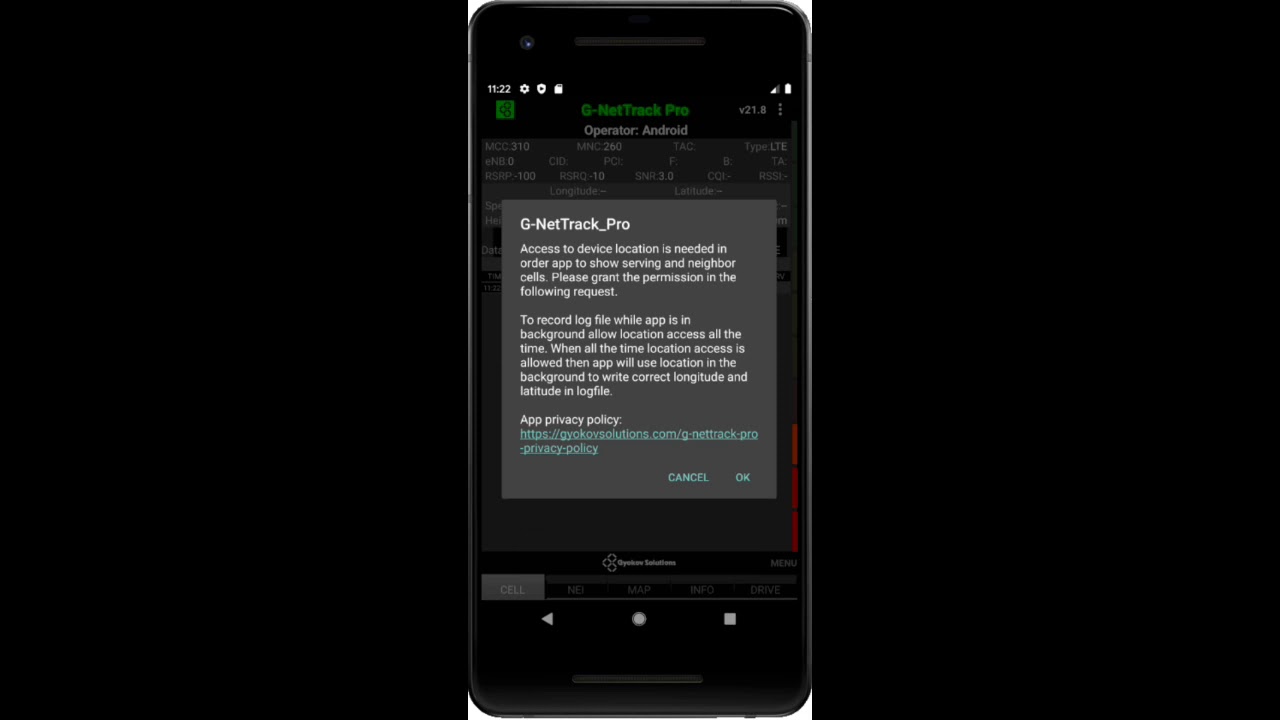 G-NetTrack Pro - location permissions explanation - YouTube