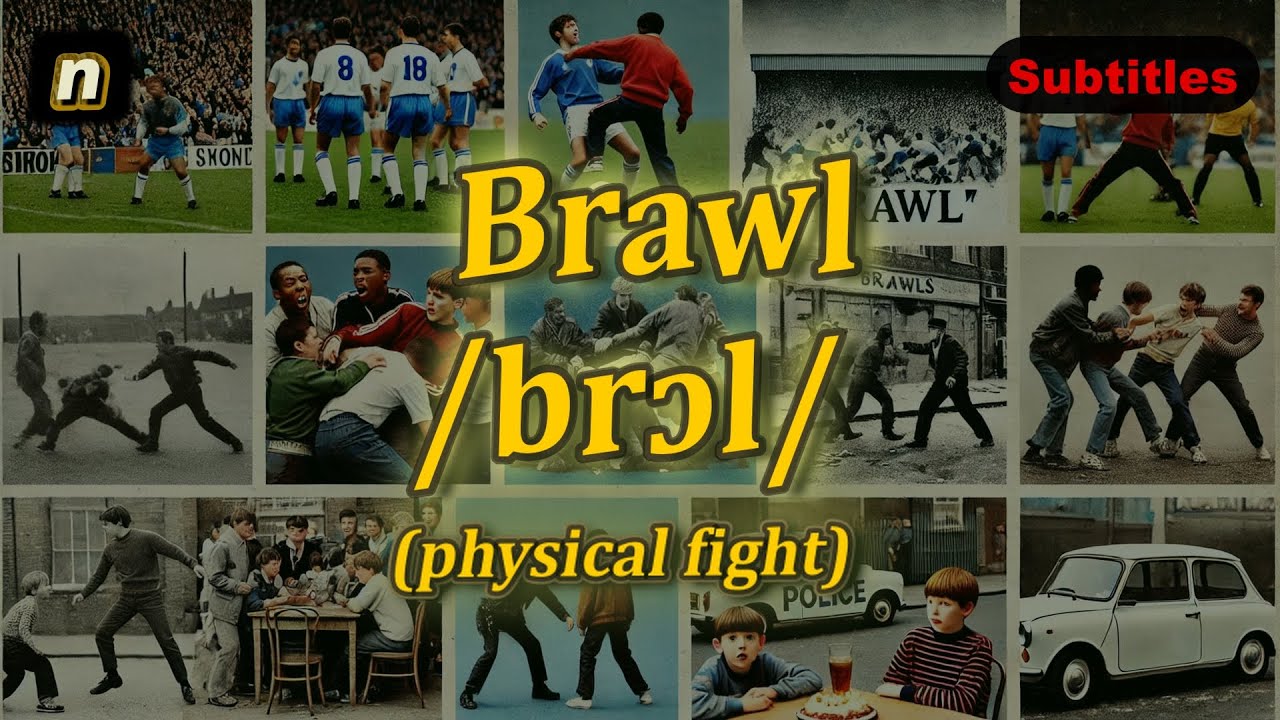[n] Brawl meaning (physical fight) with 5 examples - YouTube