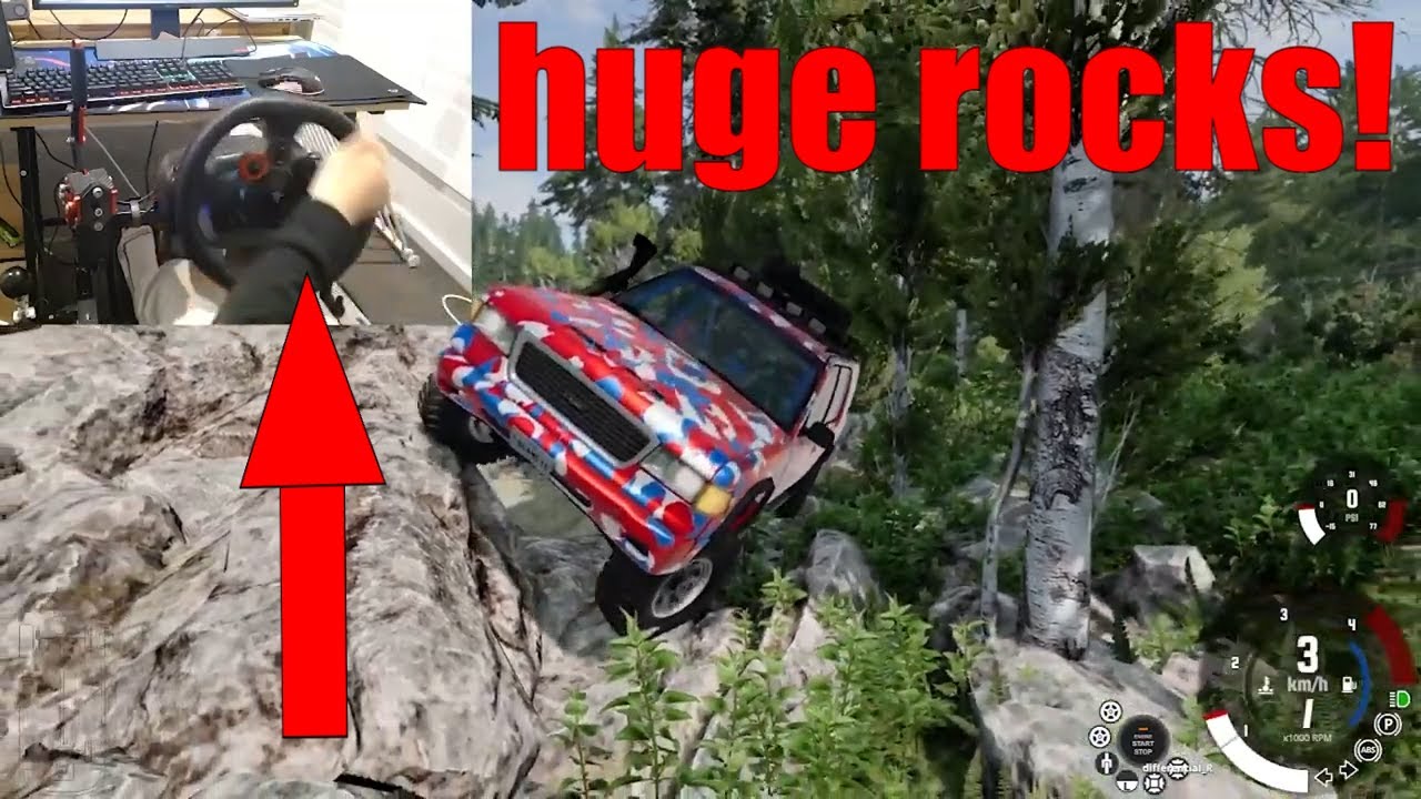 Unbreakable car goes rock crawling | Beamng wheel cam | lLogitech g29 ...