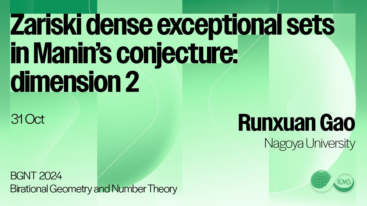 Runxuan Gao - Zariski dense exceptional sets in Manin’s conjecture ...