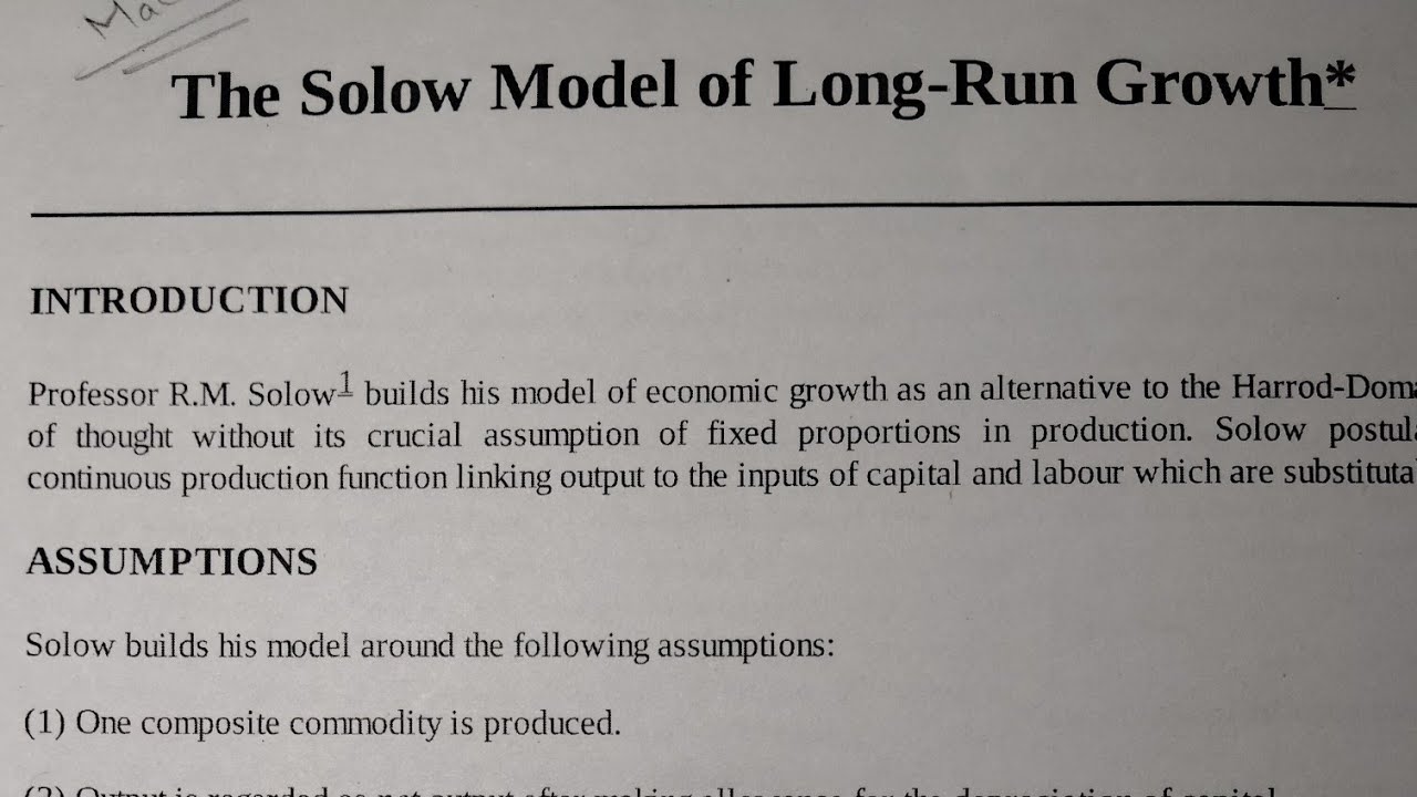 The Solo Model of Long-Run Growth - YouTube