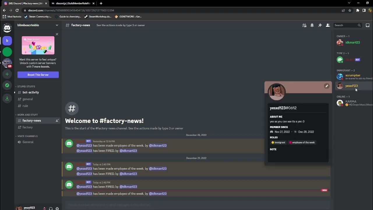 Discord Bot (Using Discord.js) Showcase - YouTube