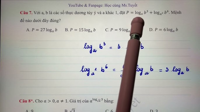Với a là số thực dương tùy ý, log2(8/a) bằng gì? - Bài tập toán học