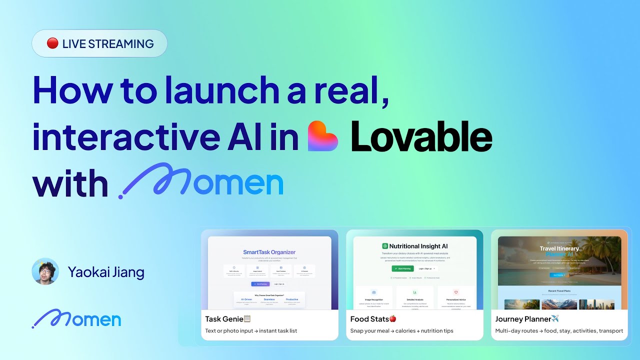 How to launch a real, interactive AI in Lovable with Momen - YouTube