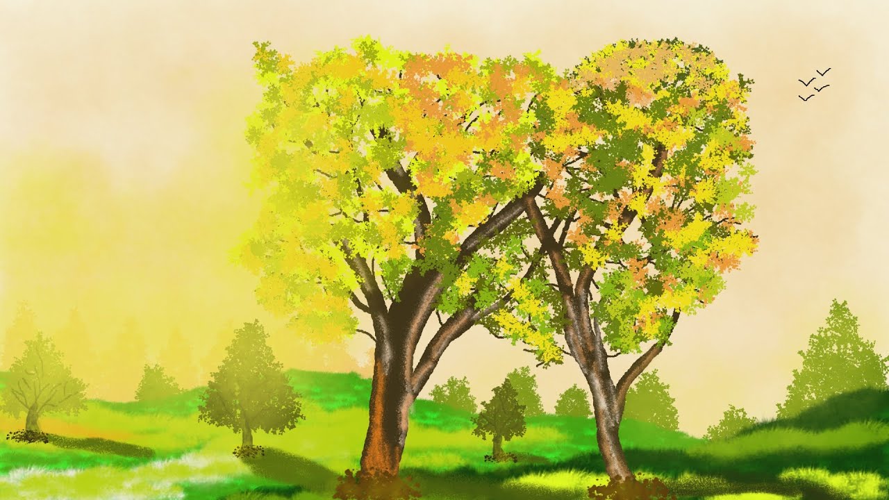 How did I draw two trees in love? easily - Watch in four minutes - YouTube