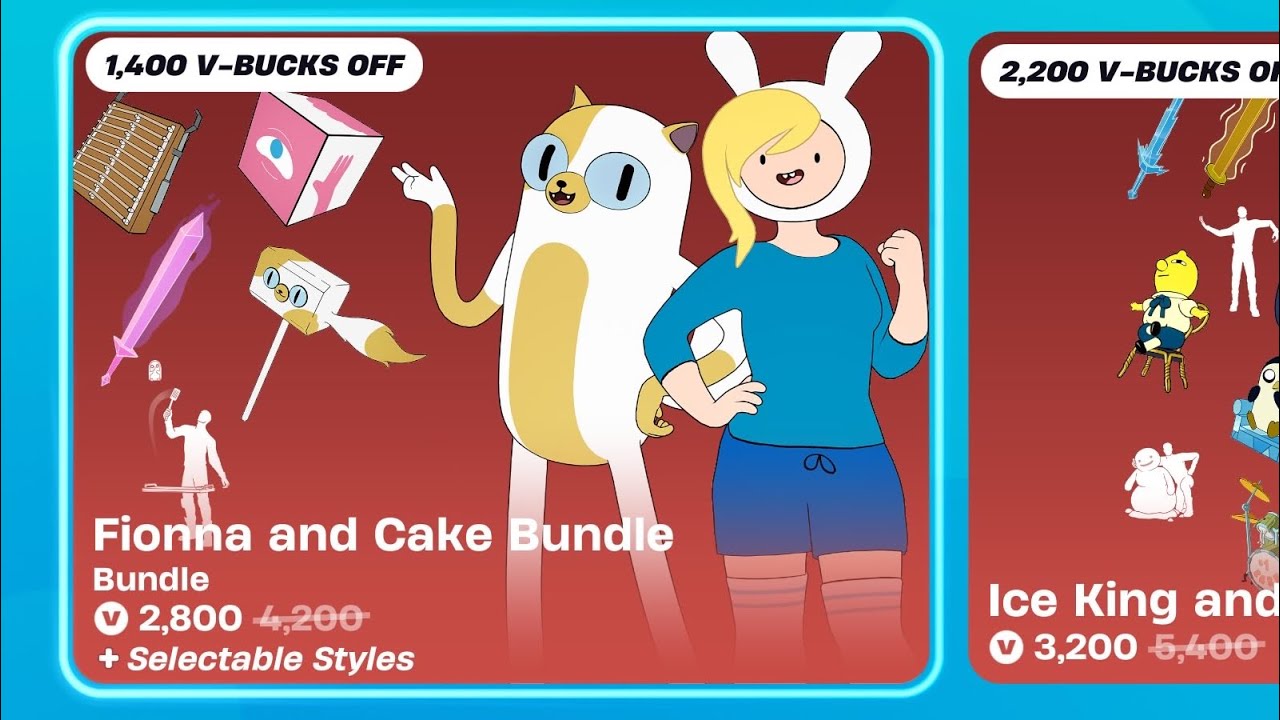 Fortnite gameplay of the Fionna And Cake Bundle (Adventure Time: Fionna ...