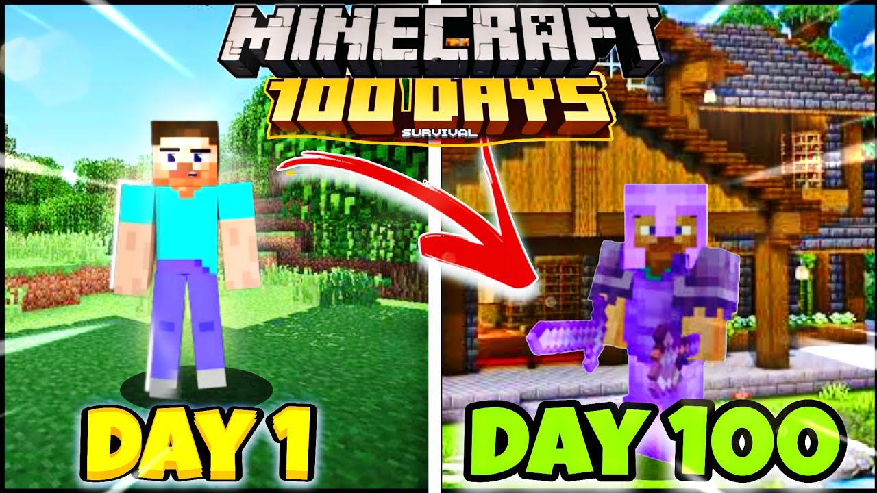 I survived 100 Days in Minecraft Bedrock || Pocket Edition || 100 Days ...