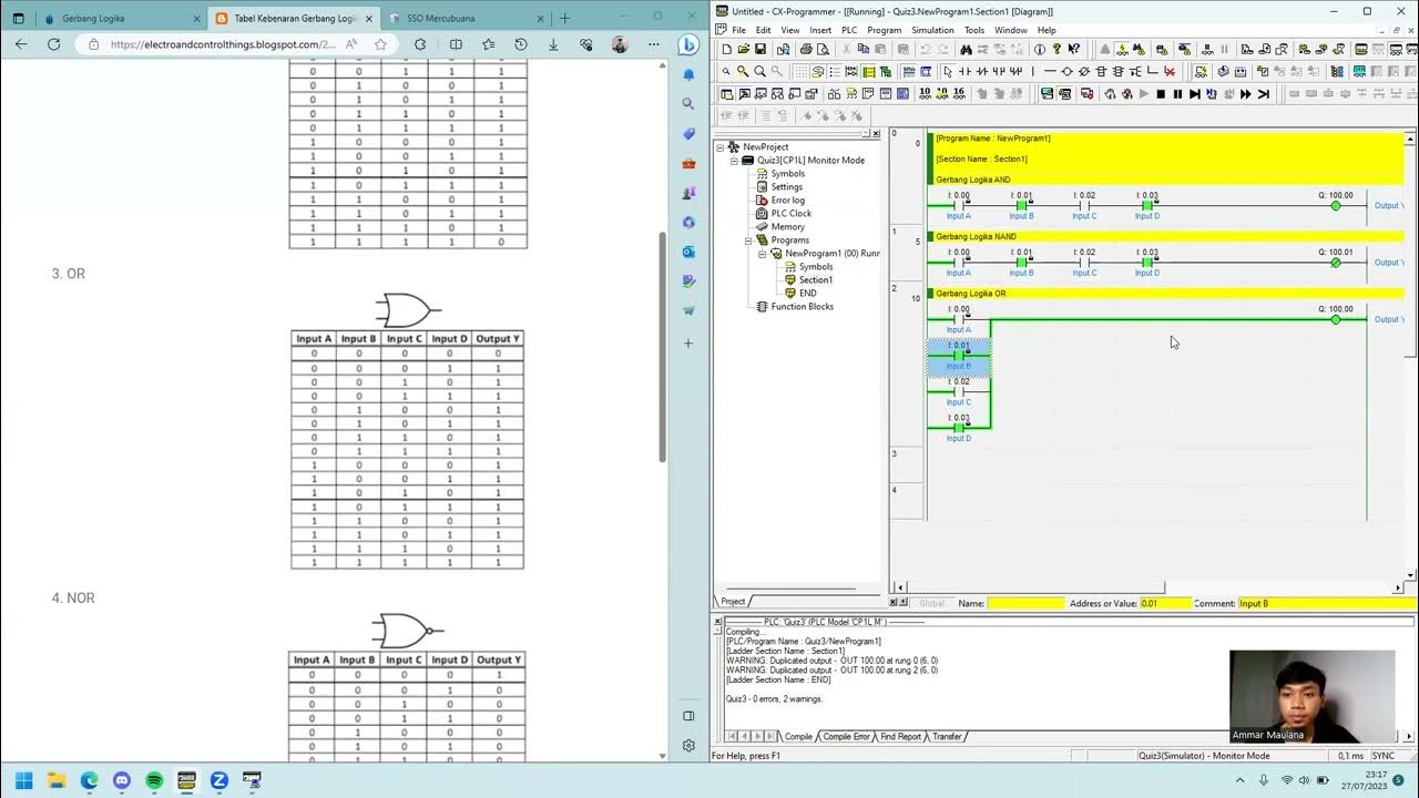 Gerbang Logika AND, NAND, OR, NOR, XOR dan XNOR dengan 4 Variabel Input | CX-Programmer ...